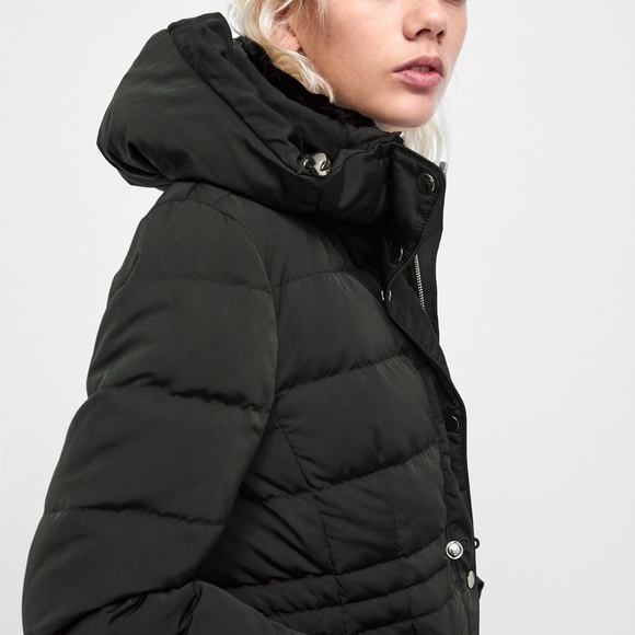 Zara | Jackets & Coats | Zara Down Filled Puffer Jacket Coat Brand New With Tags Dark Green ...